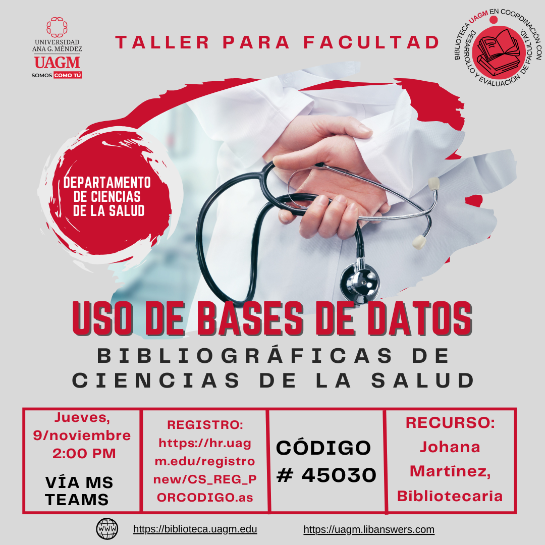 Taller Uso de bases de datos bibliográficas de Ciencias de la Salud | Biblioteca UAGM